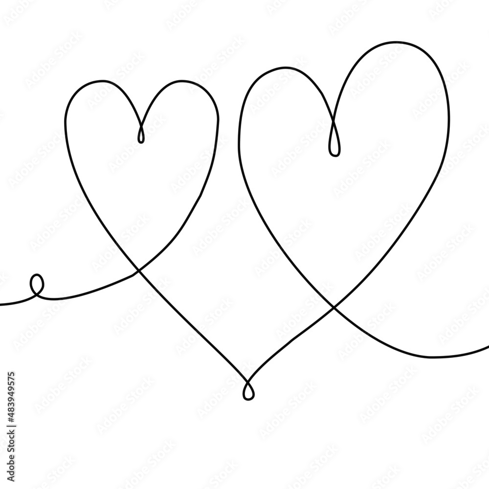 love hearts heart one line drawing wedding invitation Stock ...