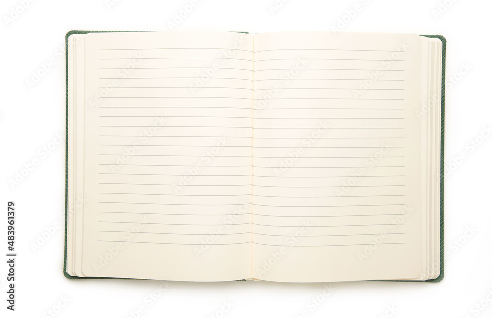 Blank open notepad isolated on white background. Stock Photo | Adobe Stock