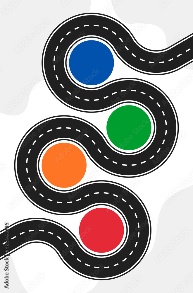 4 steps process progress or timeline, road blank infografic vector ...