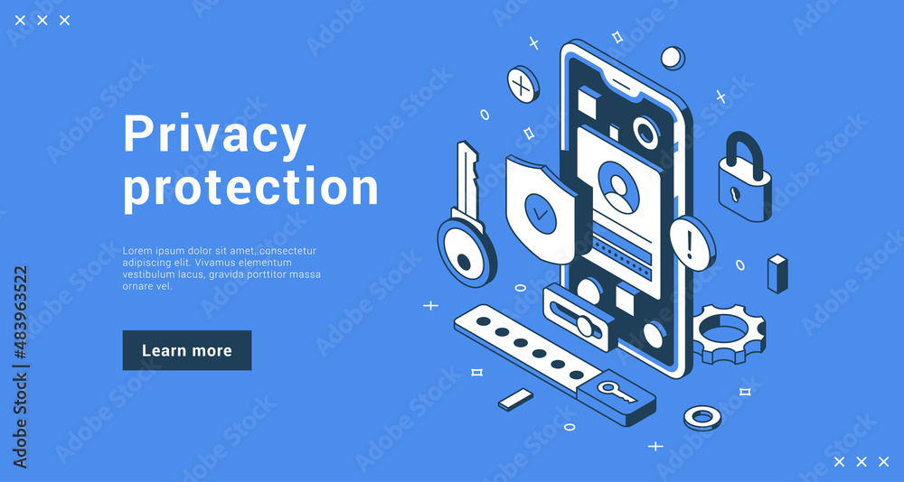 Privacy protection customer personal data security banner landing page ...