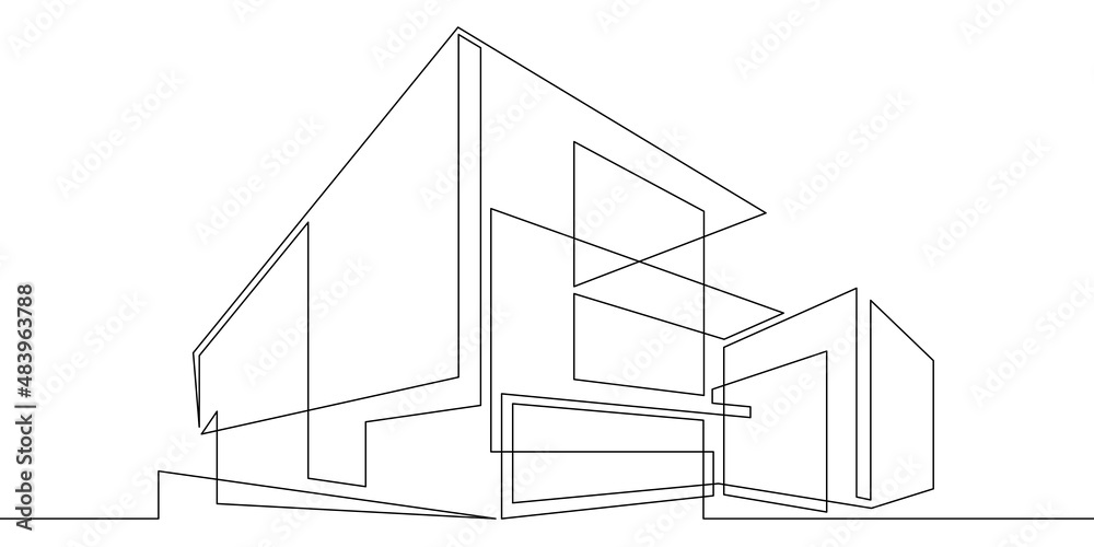 One continuous line.Continuous line drawing.Modern minimalist home ...