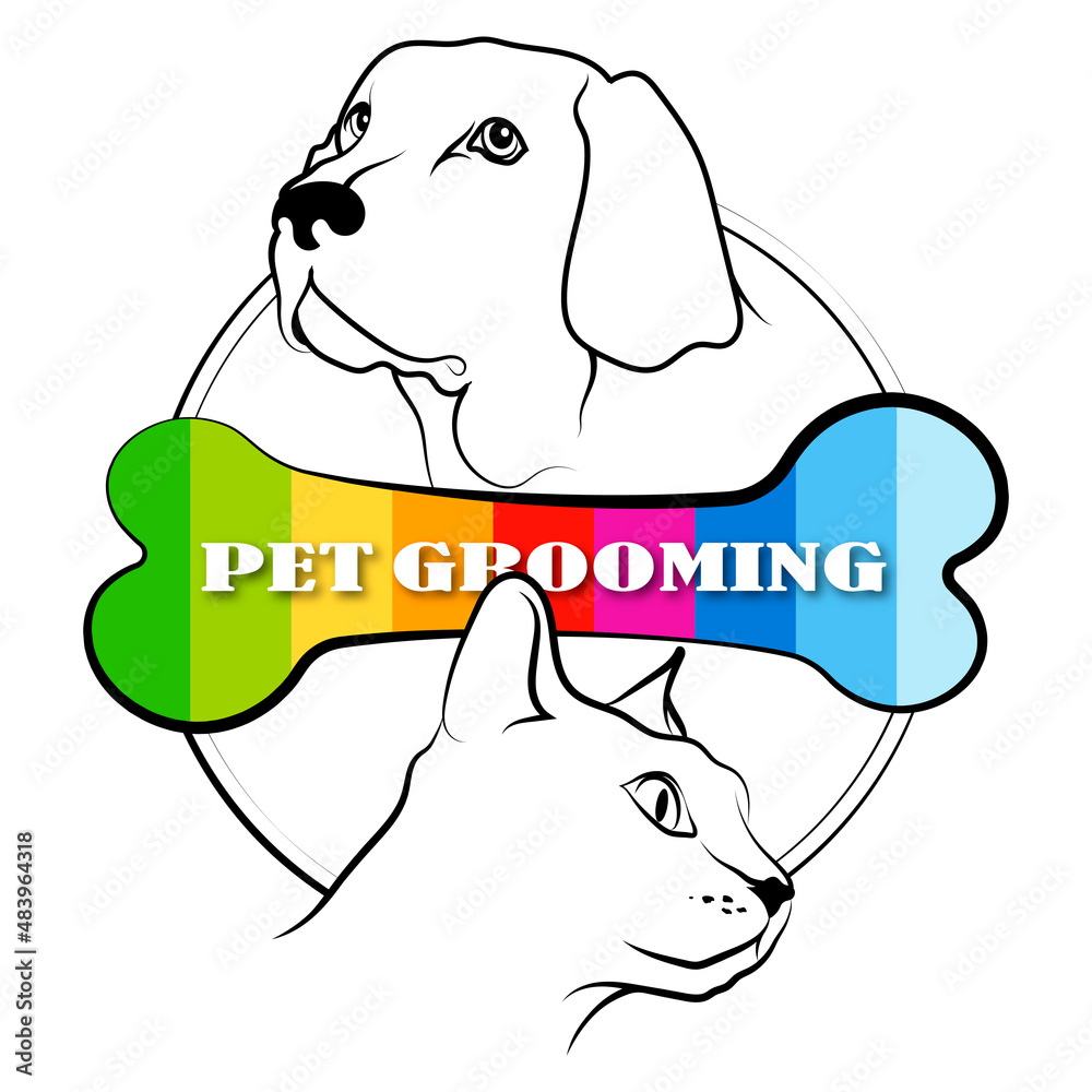 Dog and cat silhouette. Grooming and hairstyle pets symbol Stock Vector ...