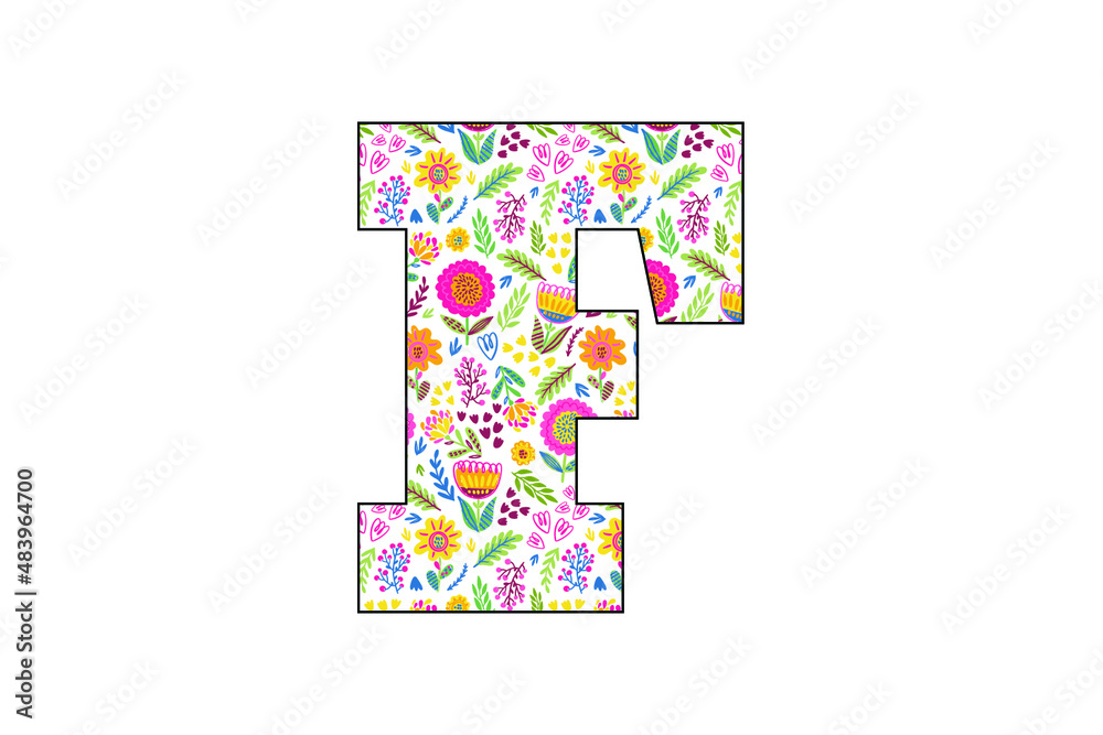 Alphabet Clipart design, Colorful floral pattern background Alphabet ...