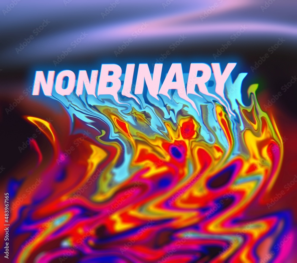 Non Binary. Abstract concept colorful illustration in the 80s and 90s ...