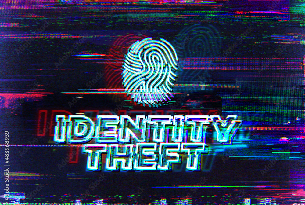 Identity Theft. Glitch art corrupted graphics typography illustration ...
