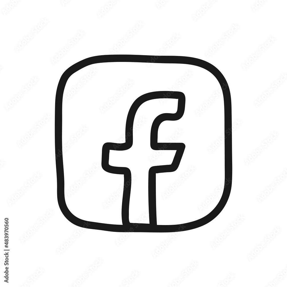 VINNITSA, UKRAINE - JANUARY 18, 2022: Facebook logo hand drawn ...