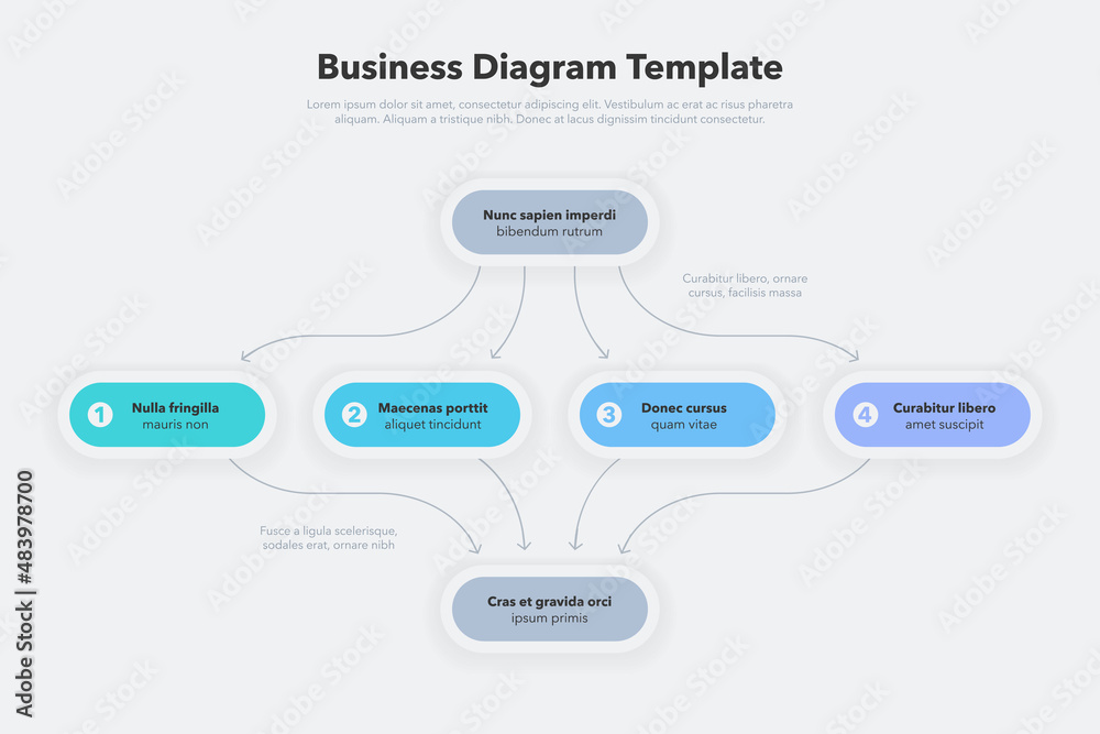 Modern business diagram template with four stages. Flat design, easy to ...