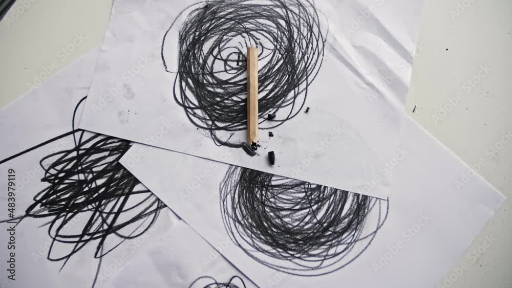 Distrubing Chaotic Drawings of Black Circles and Shapes Created by ...