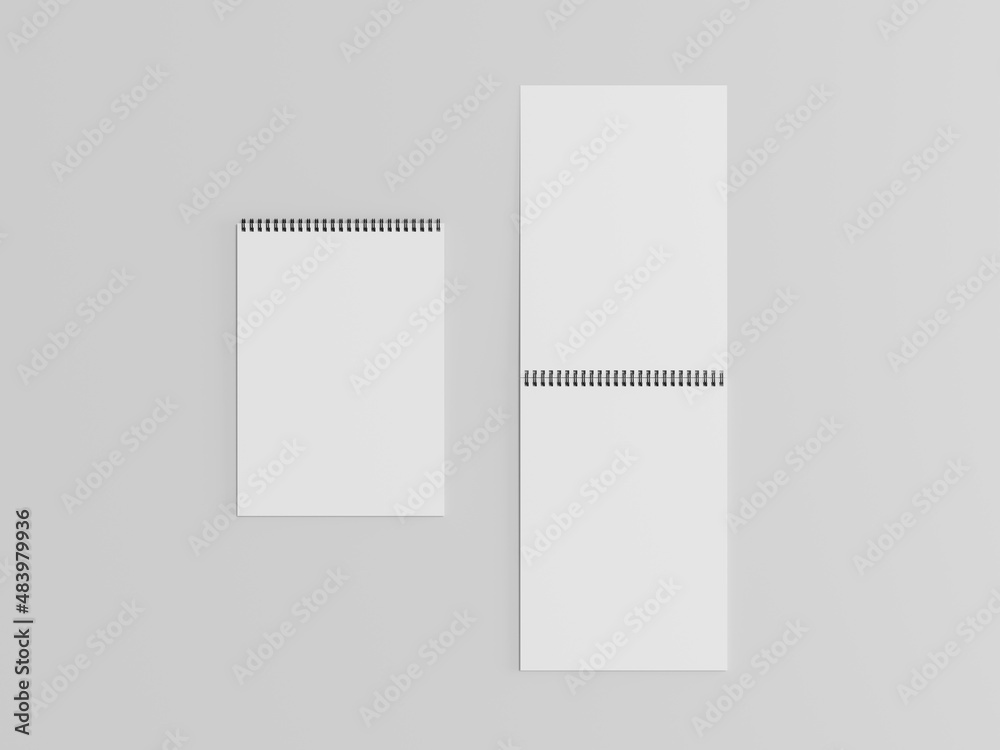 Blank spring note mockup, A realistic set of white notepad sheets Stock ...