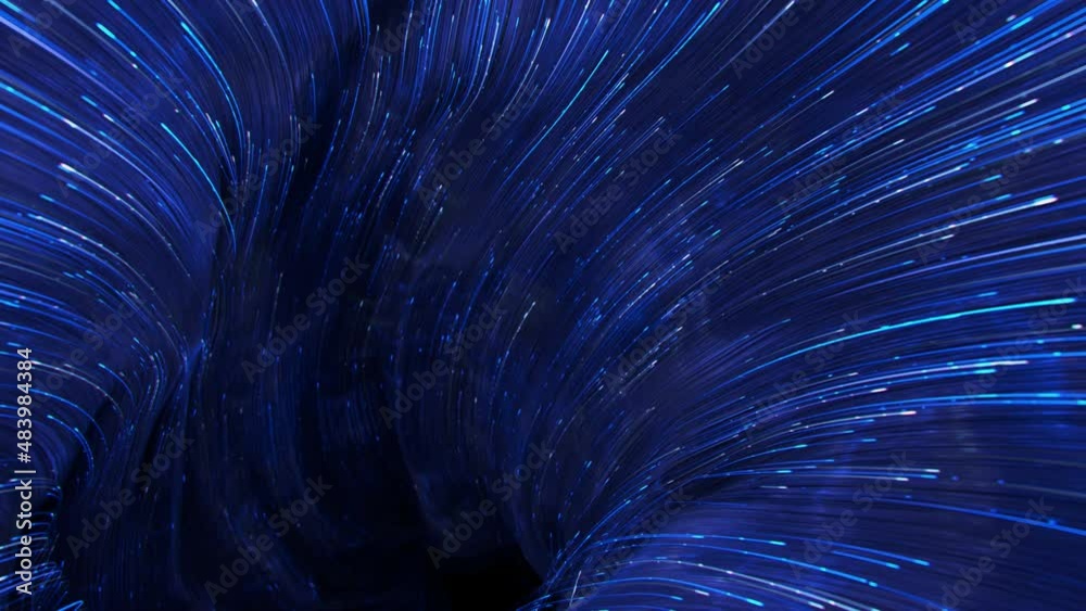 Blue neon light trails vortex. Futuristic sci-fi portal for ...