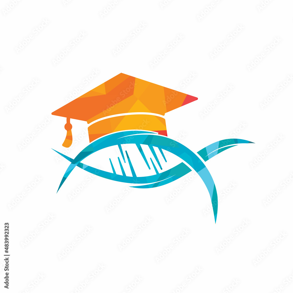 DNA graduation vector logo design. Science school vector logo concept ...