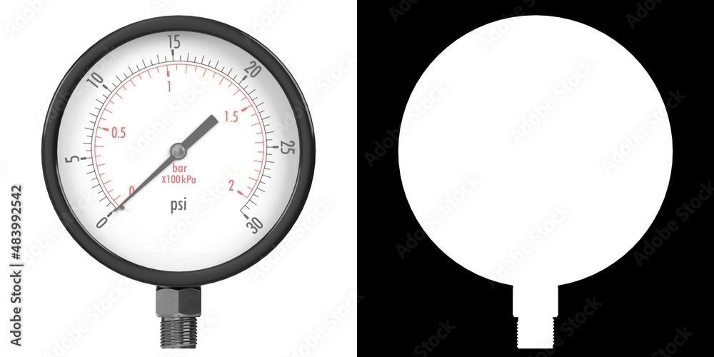 3D rendering illustration of a pressure gauge Stock Illustration ...