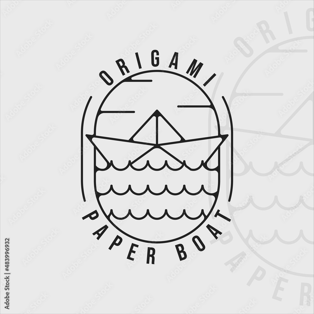 paper boat logo line art simple minimalist vector illustration template ...