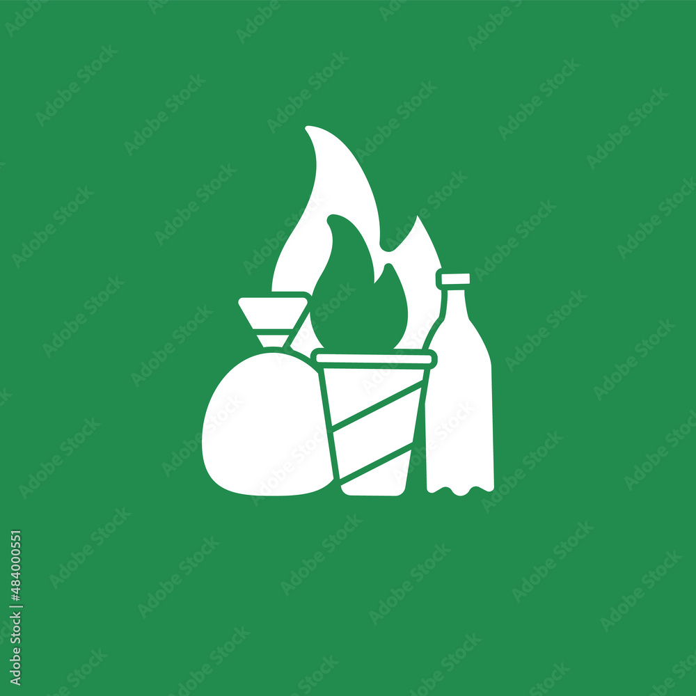 Garbage incineration glyph icon. Air pollution by smog from waste ...