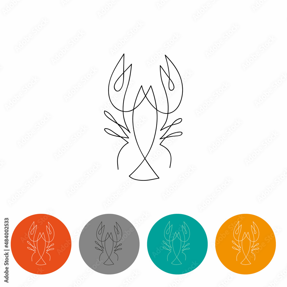 One line crayfish design silhouette.Hand drawn minimalism style vector ...