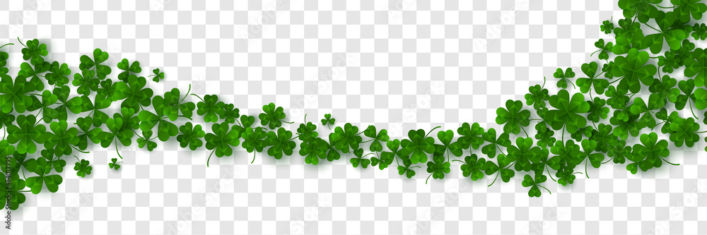 Saint Patricks Day Border Green Flying Clover Leaves Isolated On
