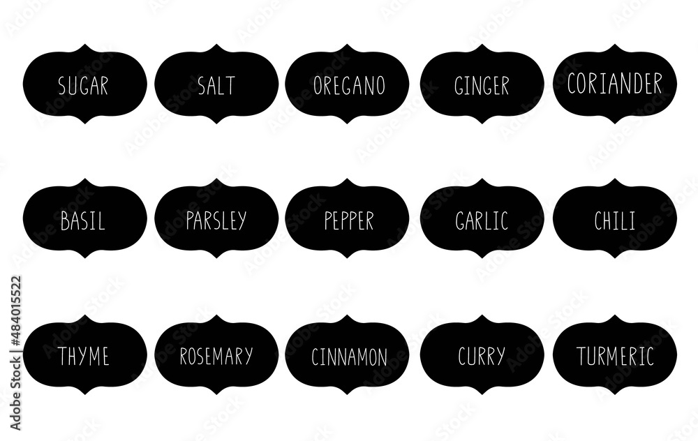A set of 15 handwritten labels for marking jars Stock Vector | Adobe Stock