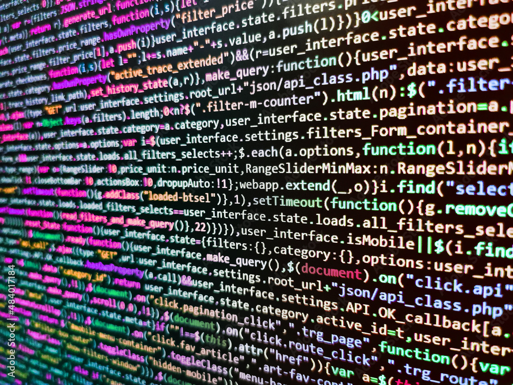 Programmer working in a software develop company office. Hi-tech modern ...