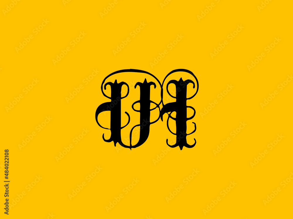 initial UI logo, Calligraphy UI Logo design template isolated on yellow ...