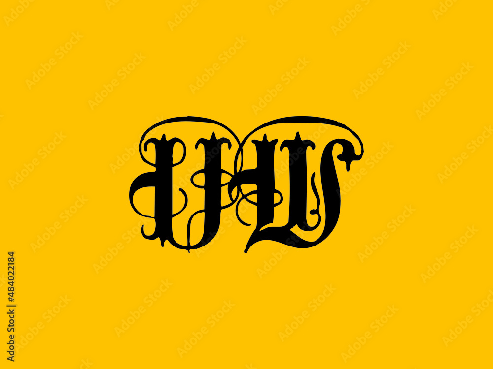 initial UW logo, Calligraphy UW Logo design template isolated on yellow ...