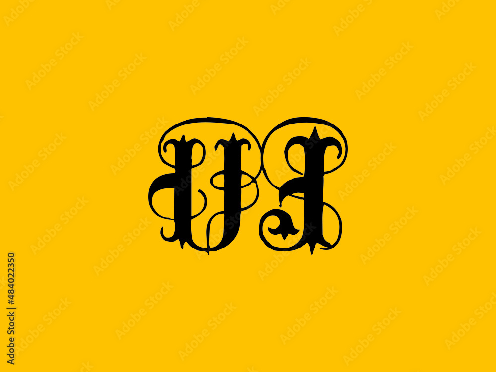 initial UJ logo, Calligraphy UJ Logo design template isolated on yellow ...