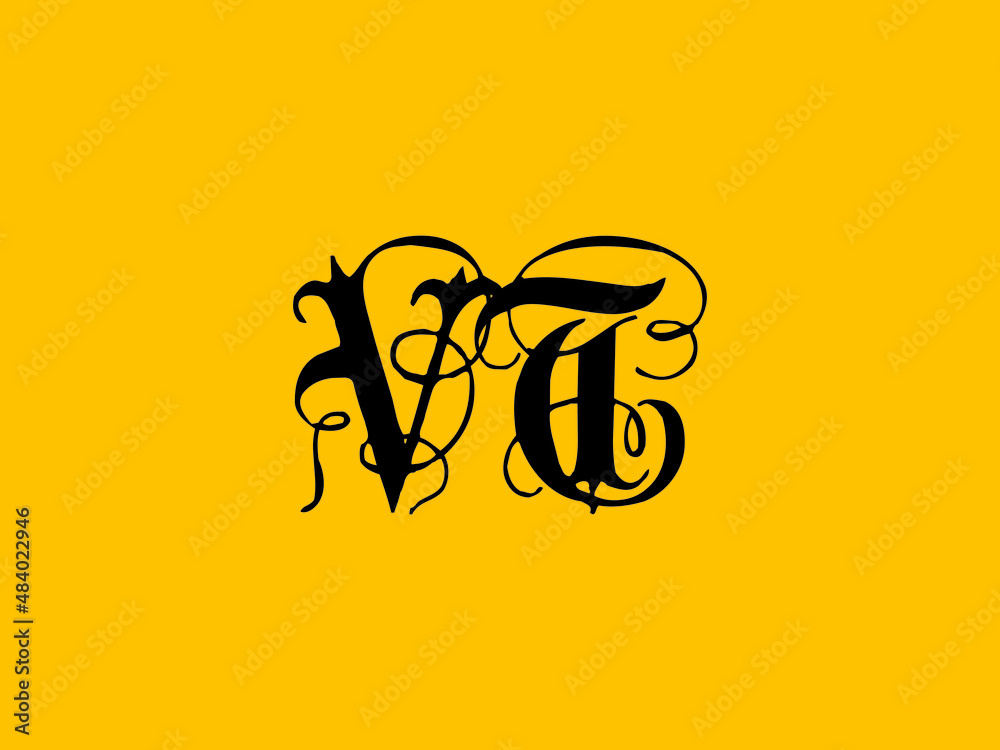 Calligraphy VT logo icon vector with Creative Modern Trendy Typography ...