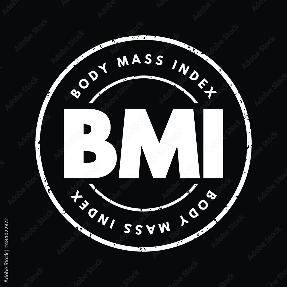 BMI - Body Mass Index acronym text stamp, health concept background ...