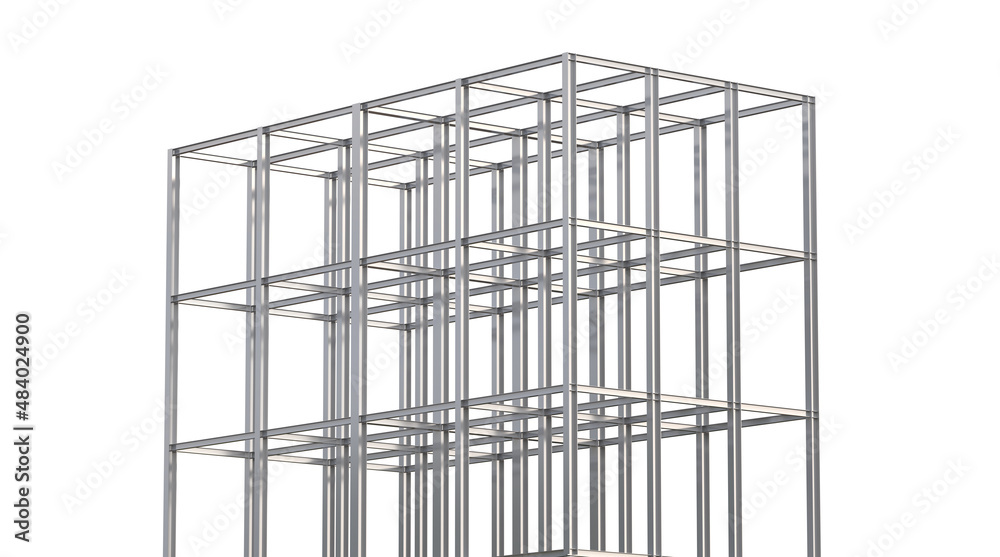 construction of steel beams, core of steel building under construction ...