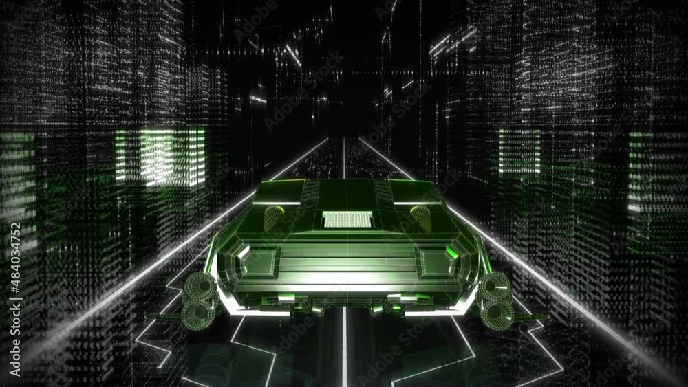 3D animation of the Virtual Reality. 3D animation of a Futuristic Car ...