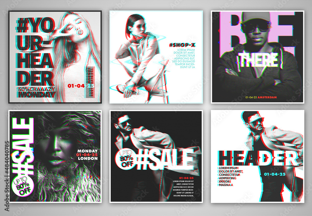 Social Media Post Layout Set Stock Template | Adobe Stock