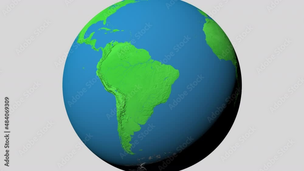 Seamless looping animation of the earth zooming in to the 3d map of ...