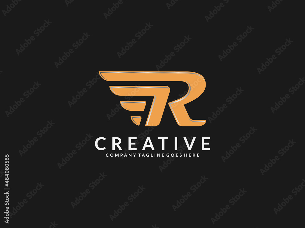 logotype letter R linked wing . Alphabet logotype vector design Stock ...