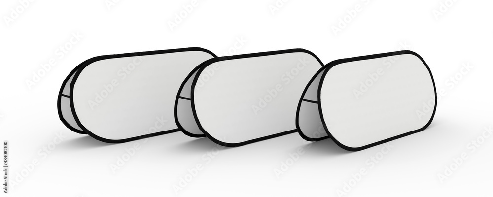 Set of 3 White Blank popup display banners isolated on a white ...