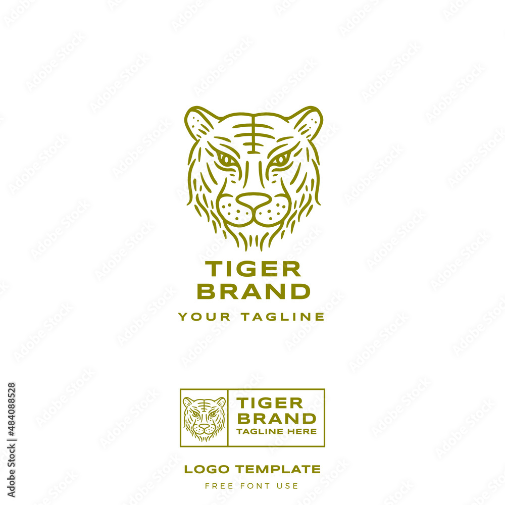tiger logo animal with line art style premium vector Stock Vector ...