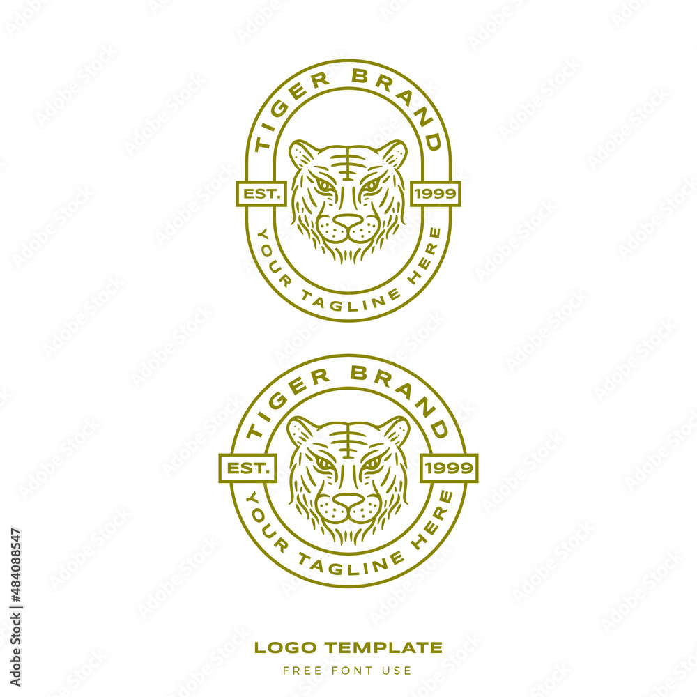 tiger logo animal with line art style premium vector Stock Vector ...