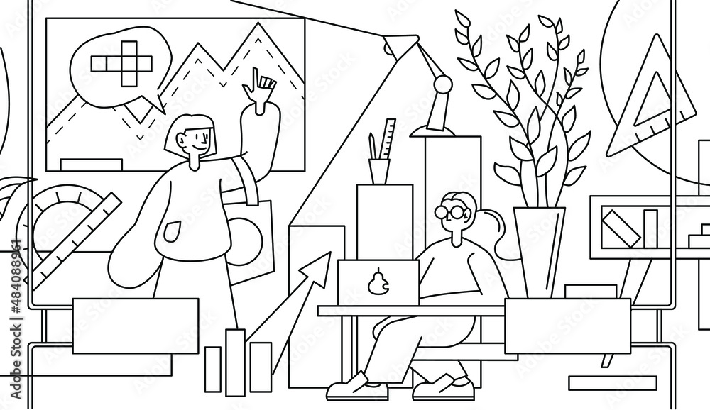 Flat linear illustration design vol2 Stock Vector | Adobe Stock