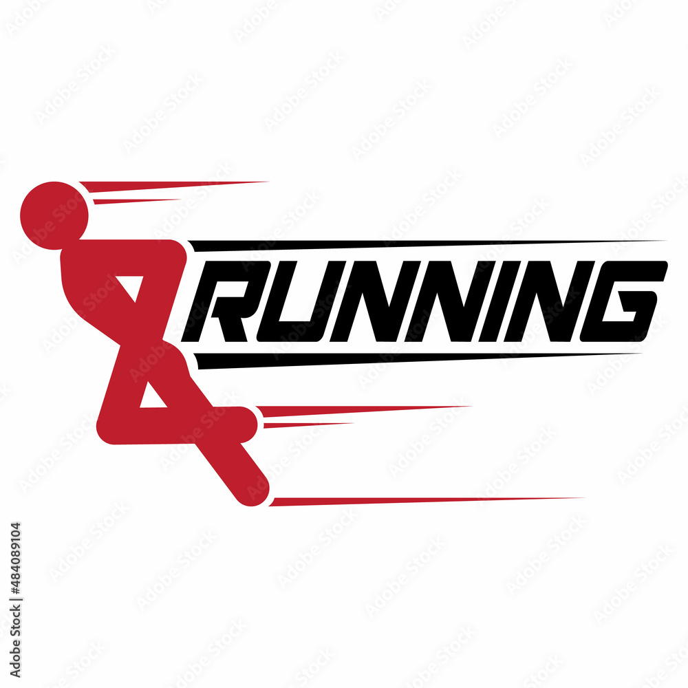 RUNNING LOGO CONCEPT DESIGN WITH STICKMAN, TEMPLATE, VECTOR Stock ...
