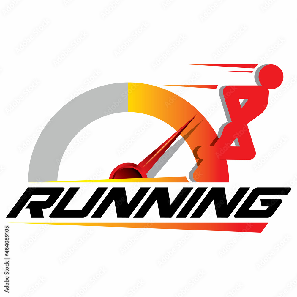 RUNNING LOGO CONCEPT DESIGN WITH STICKMAN, TEMPLATE, VECTOR Stock ...