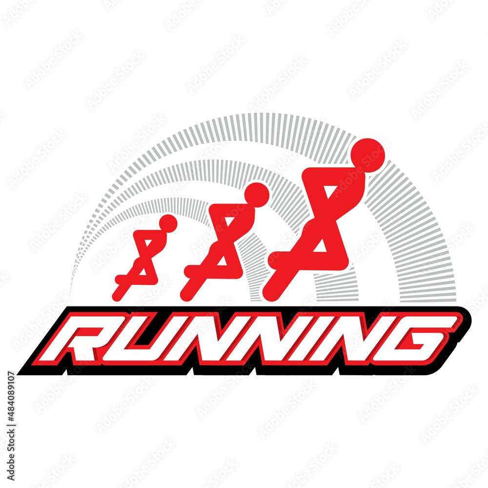 RUNNING LOGO CONCEPT DESIGN WITH STICKMAN, TEMPLATE, VECTOR Stock ...