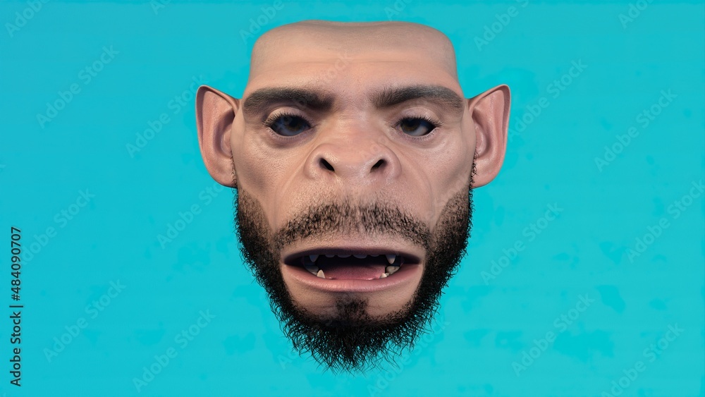 monkey head with human skin, 3D illustration Stock Illustration | Adobe ...