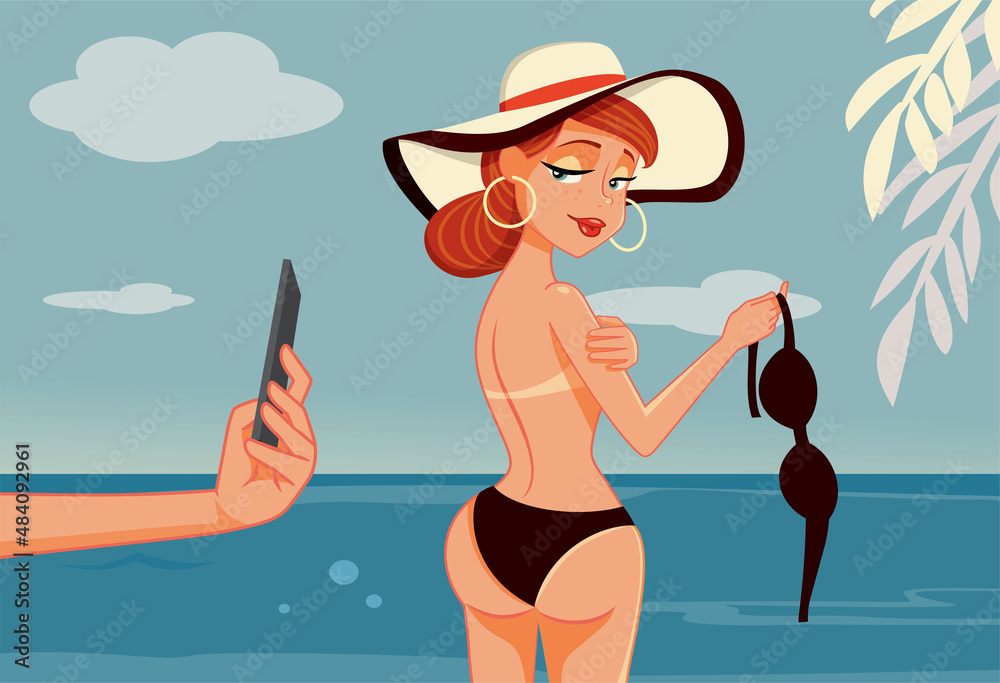 Influencer Making Sensual Content For Social Media Content Vector
