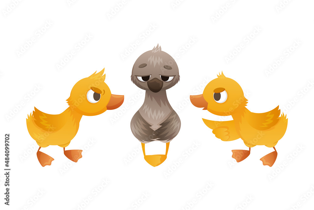 Goslings teasing duckling. Ugly duckling fairy tale cartoon vector ...