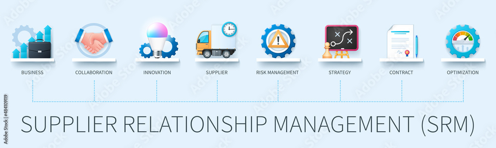 Supplier Relationship Management SRM concept with icons. Business ...