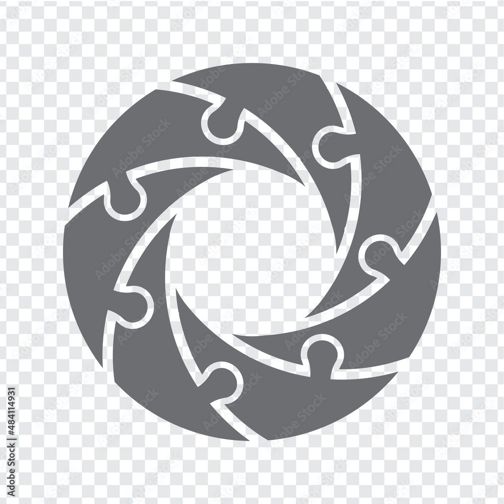 Simple icon circle puzzle in gray. Simple icon puzzle of the seven ...