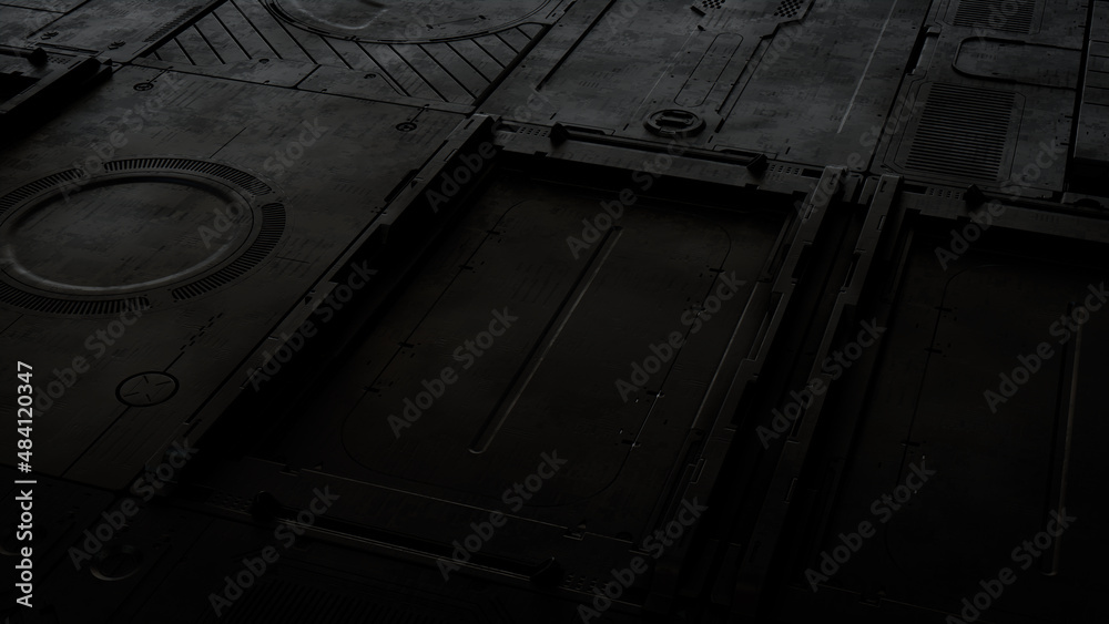 Black, Tech Wallpaper with Futuristic 3D Panels. Dark, Sci-Fi style. 3D ...