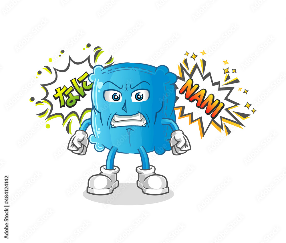 pillow anime angry vector. cartoon character Stock Vector | Adobe Stock