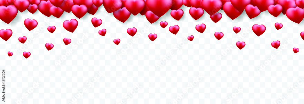 Red hearts vector illustration isolated on transparent background ...