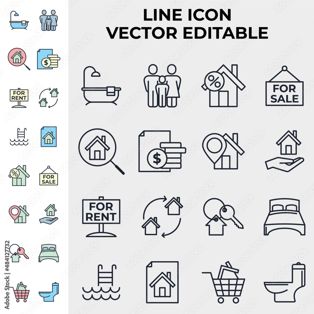 Real Estate elements set icon symbol template for graphic and web ...