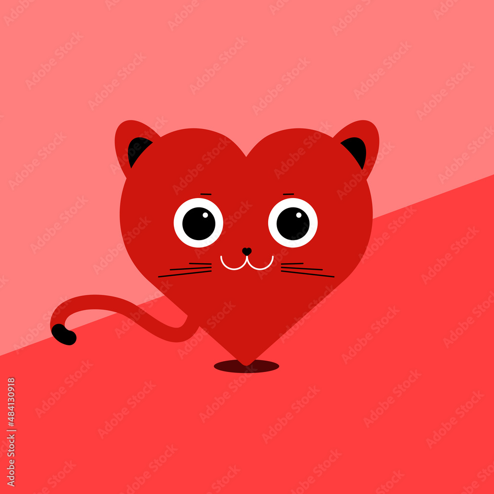 Corazón de gato Stock Vector | Adobe Stock