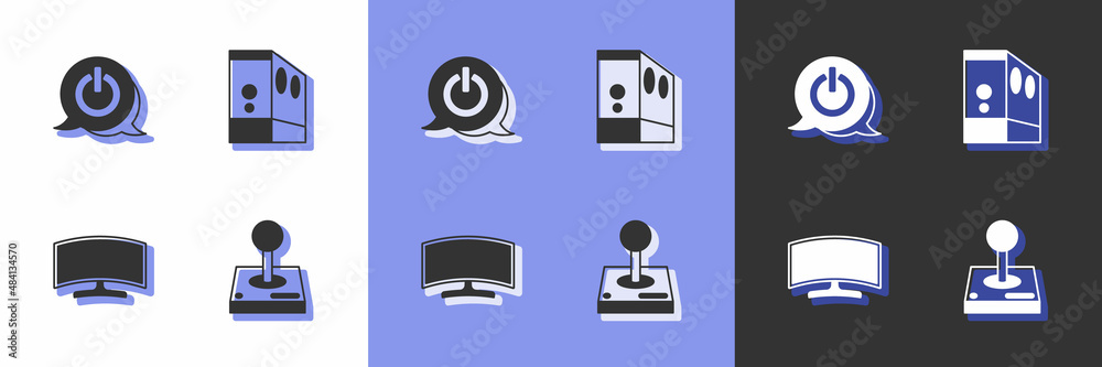 Set Joystick for arcade machine, Power button, Computer monitor and ...